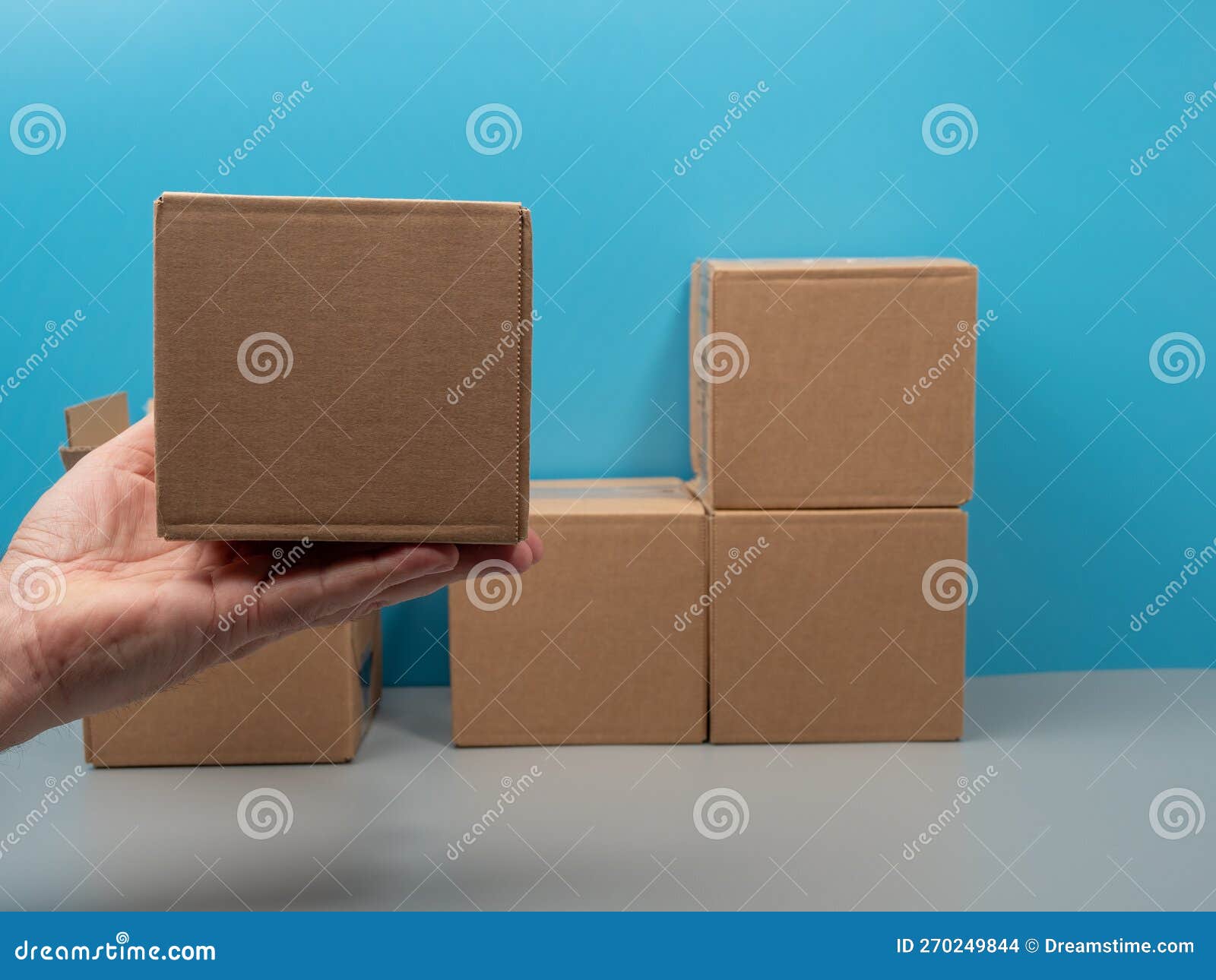 Humanitarian Aid. Cardboard Boxes with Donations on a Blue Background ...