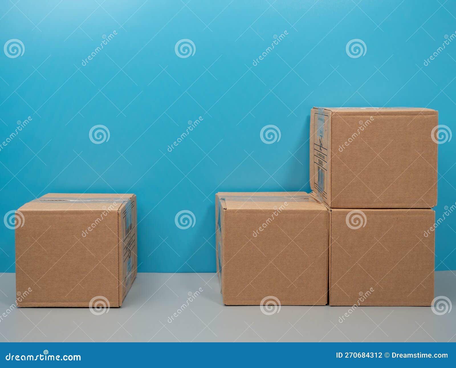 Humanitarian Aid. Cardboard Boxes with Donations on a Blue Background ...