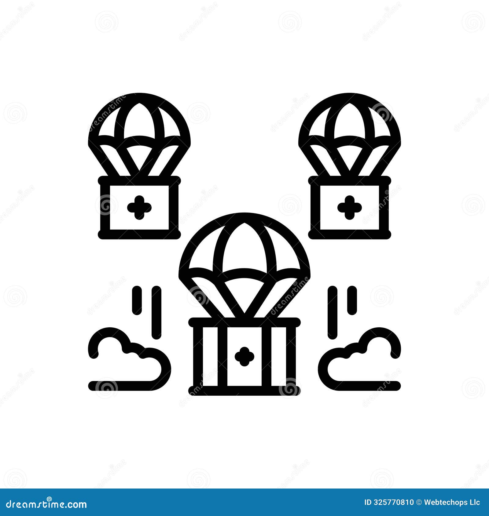 Black Line Icon for Humanitarian Airdrop, Humanitarian and Air Stock ...