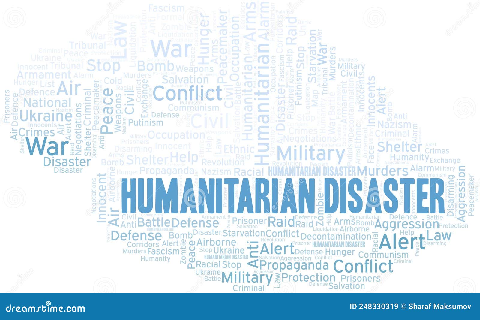 Humanitarian Disaster Word Cloud. Vector Made with the Text only. Stock ...