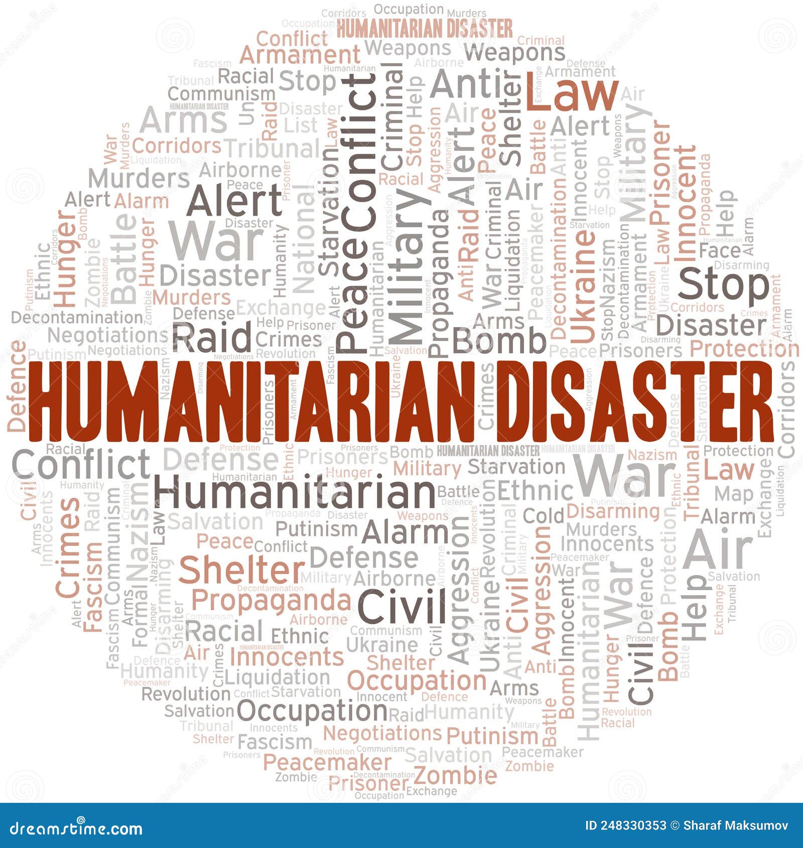 Humanitarian Disaster Word Cloud. Vector Made with the Text only. Stock ...