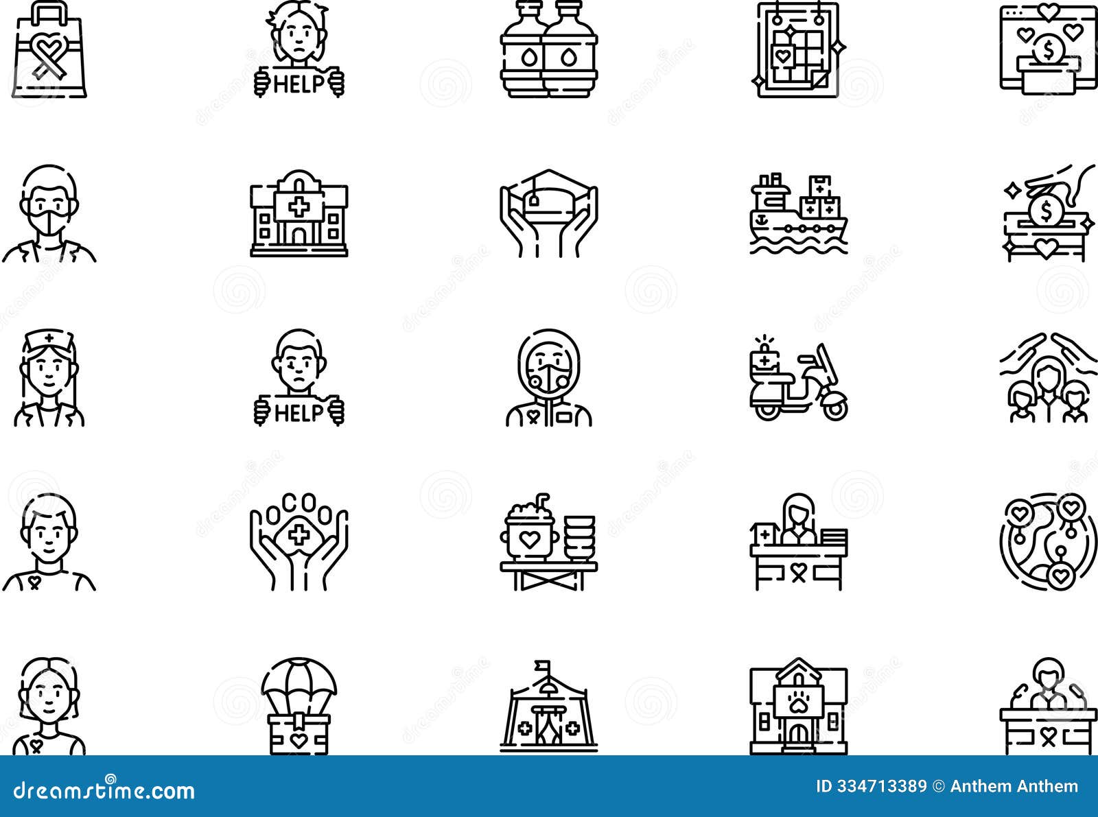 Humanitarian Help Icons Collection is a Vector Illustration with ...
