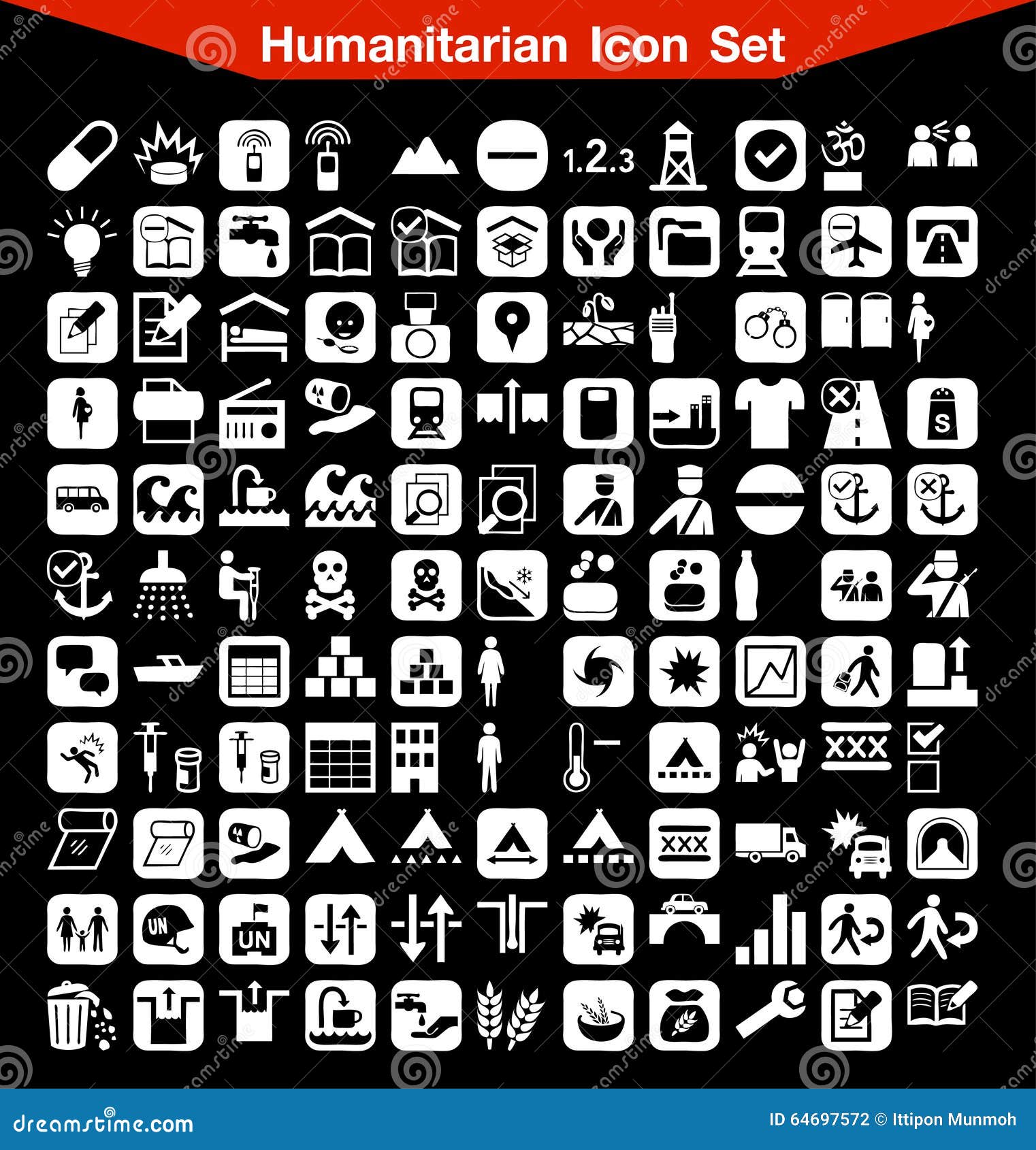 Humanitarian icon set stock illustration. Illustration of humanitarian ...