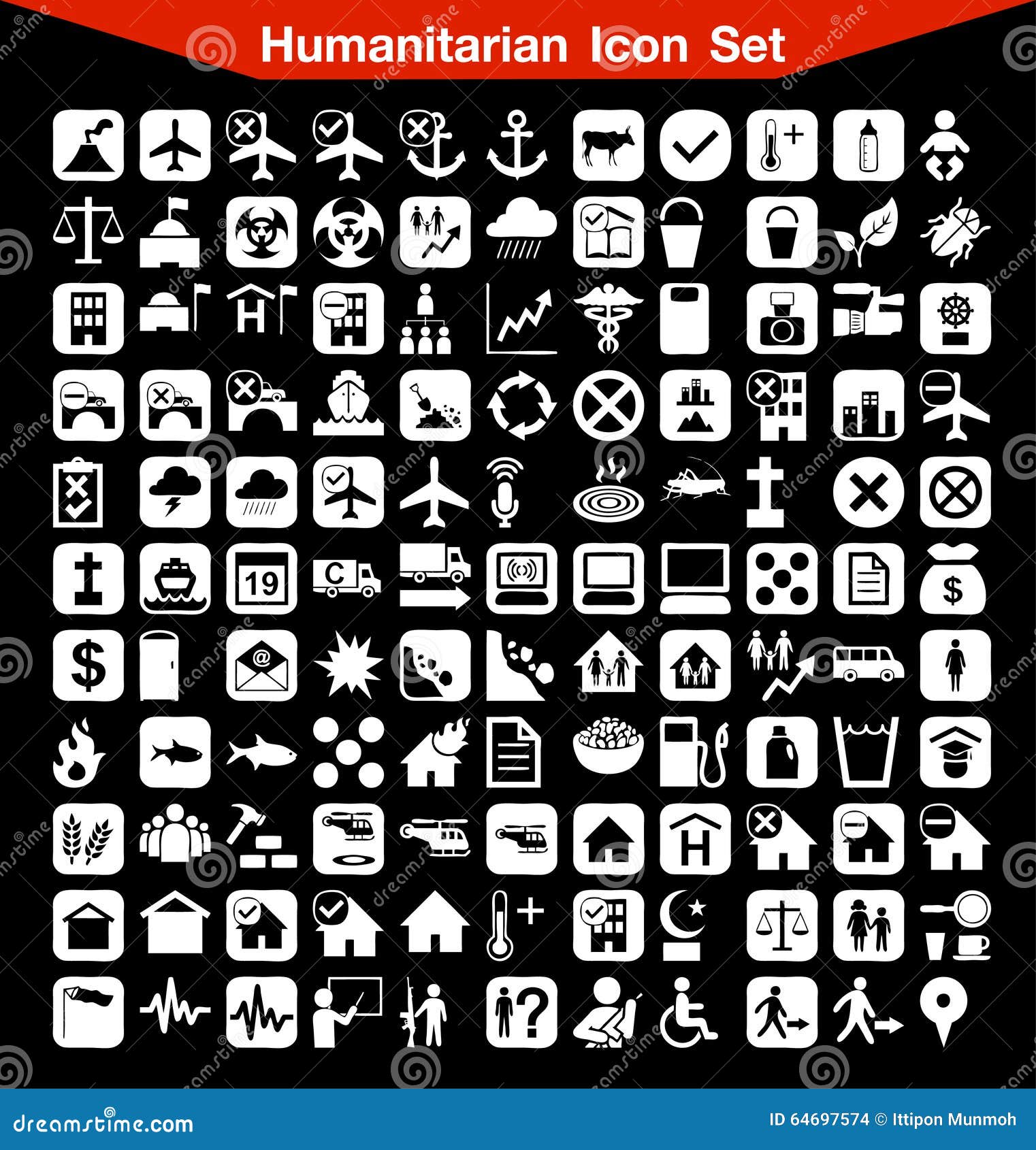 Humanitarian icon set stock illustration. Illustration of assistance ...