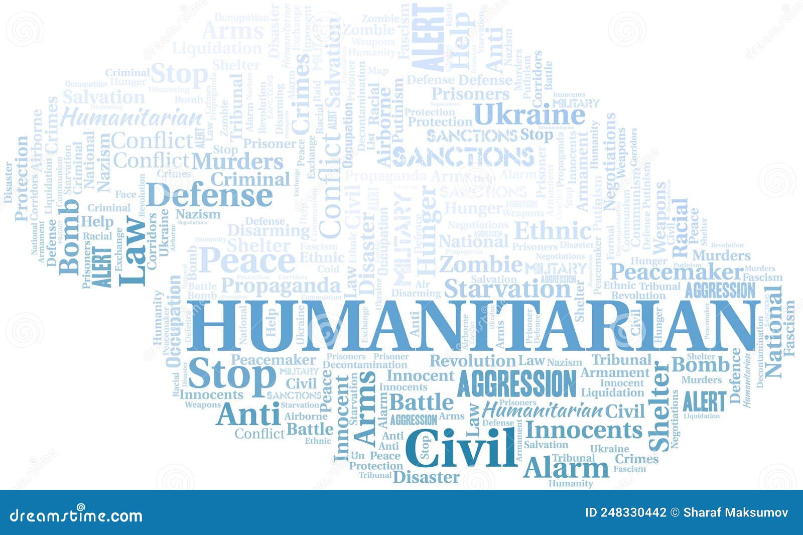 Humanitarian Word Cloud. Vector Made with the Text only. Stock Vector ...