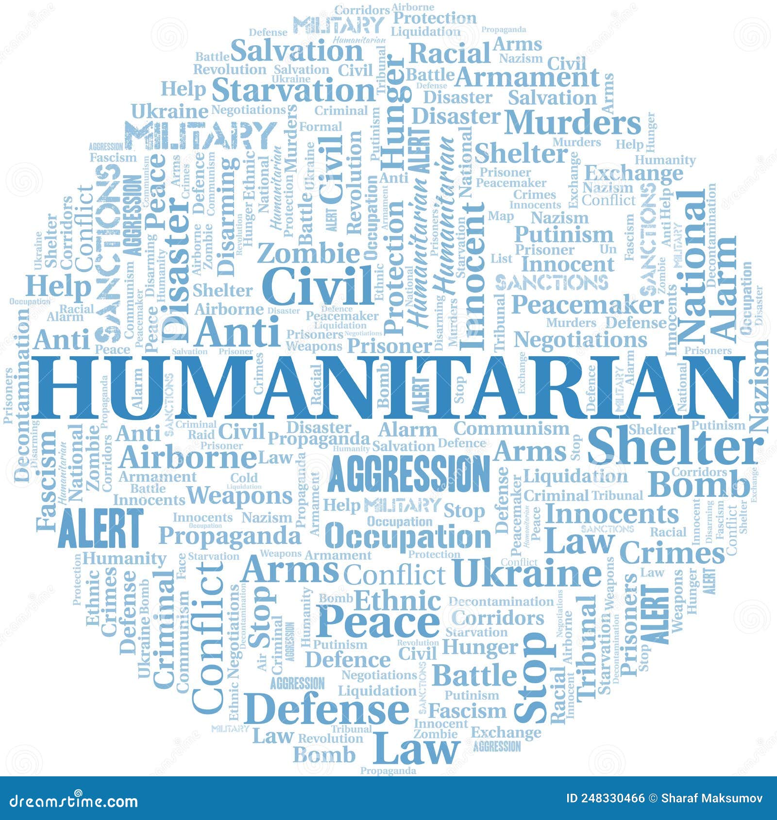 Humanitarian Word Cloud. Vector Made with the Text only. Stock Vector ...