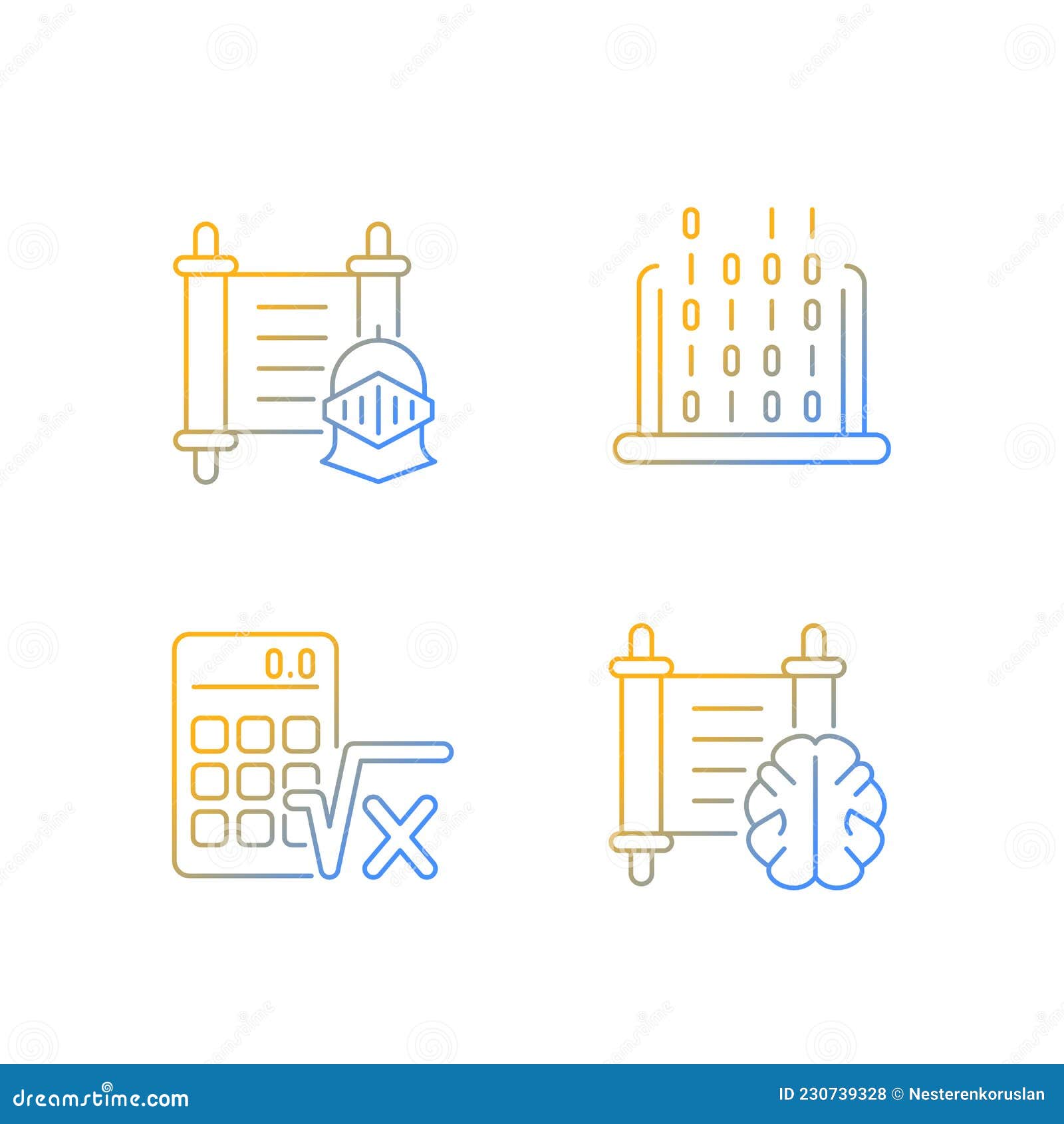 Humanities and Applied Subjects Gradient Linear Vector Icons Set Stock ...