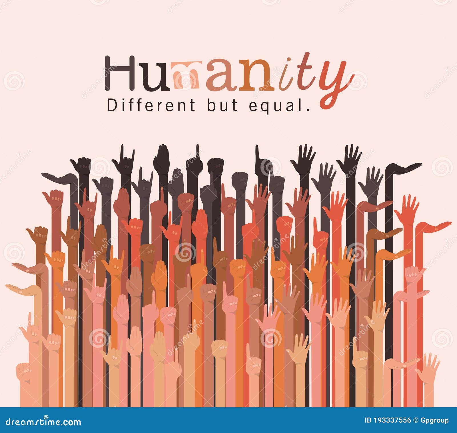 Humanity Different but Equal and Diversity Group of Hands Up Vector ... Humanity Different but Equal and Diversity Group of Hands Up Vector ...