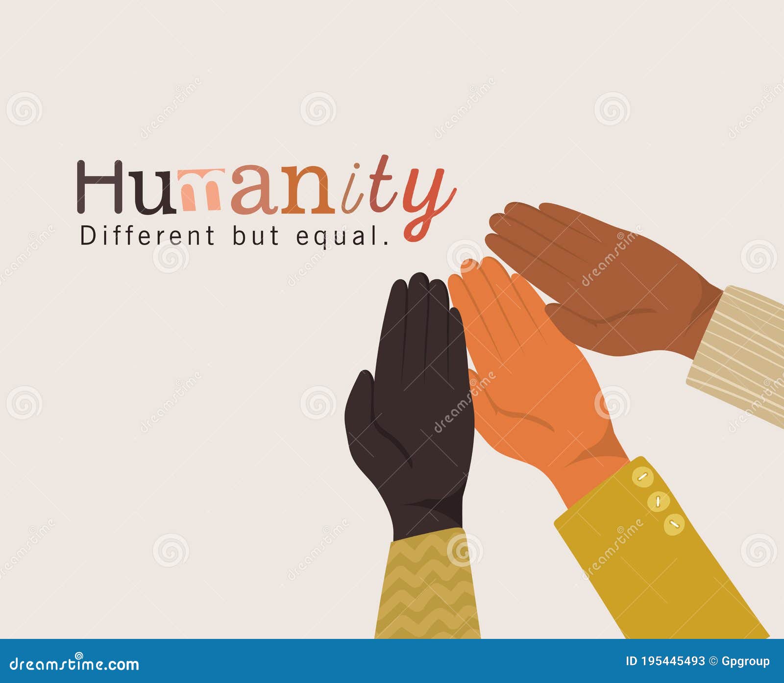 Humanity Different but Equal and Diversity Hands Skin Vector Design ... Humanity Different but Equal and Diversity Hands Skin Vector Design ...