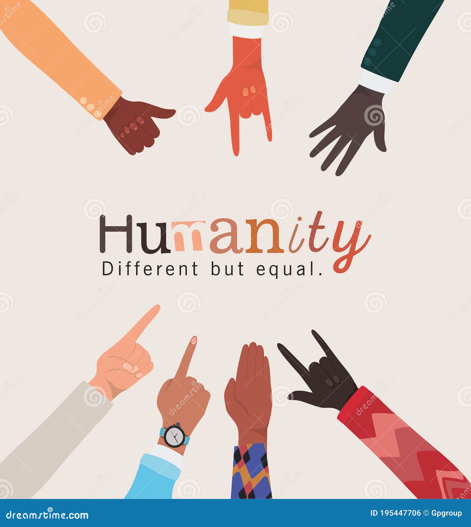 Humanity Different but Equal and Diversity Hands Skin Vector Design ... Humanity Different but Equal and Diversity Hands Skin Vector Design ...