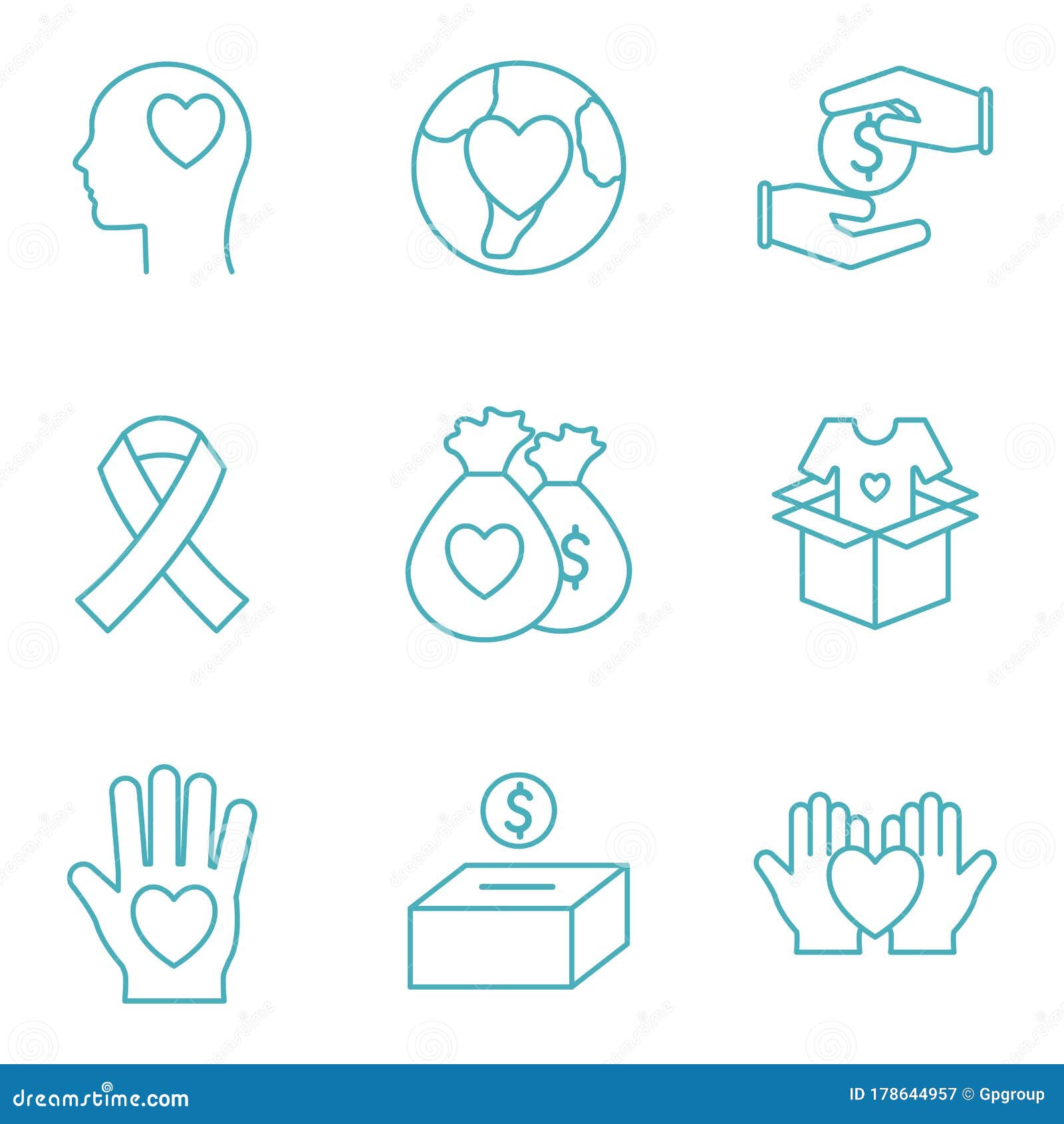 Humanity Help Line Style Icon Set Vector Design Stock Vector ...