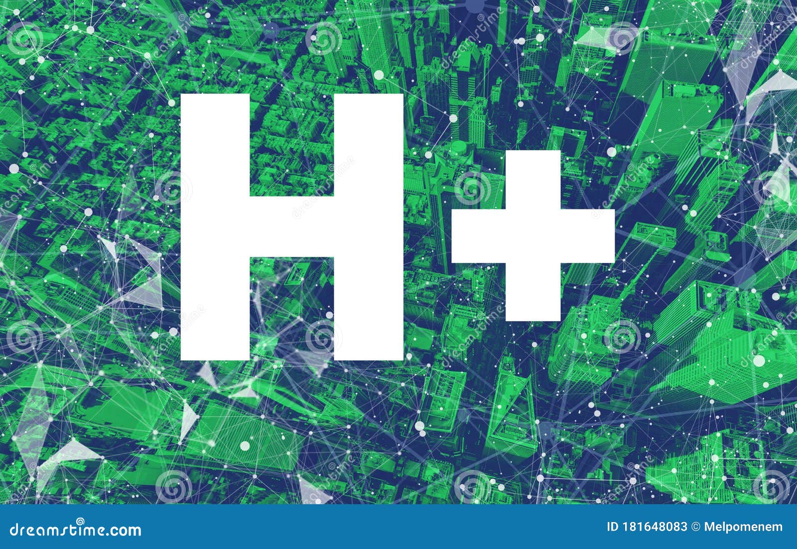 Humanity Plus Theme with Abstract Network Patterns and Manhattan ...