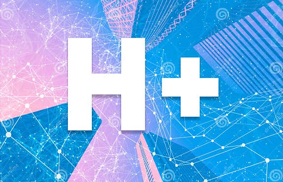 Humanity Plus Theme with Abstract Patterns and Skyscrapers Stock Image ...