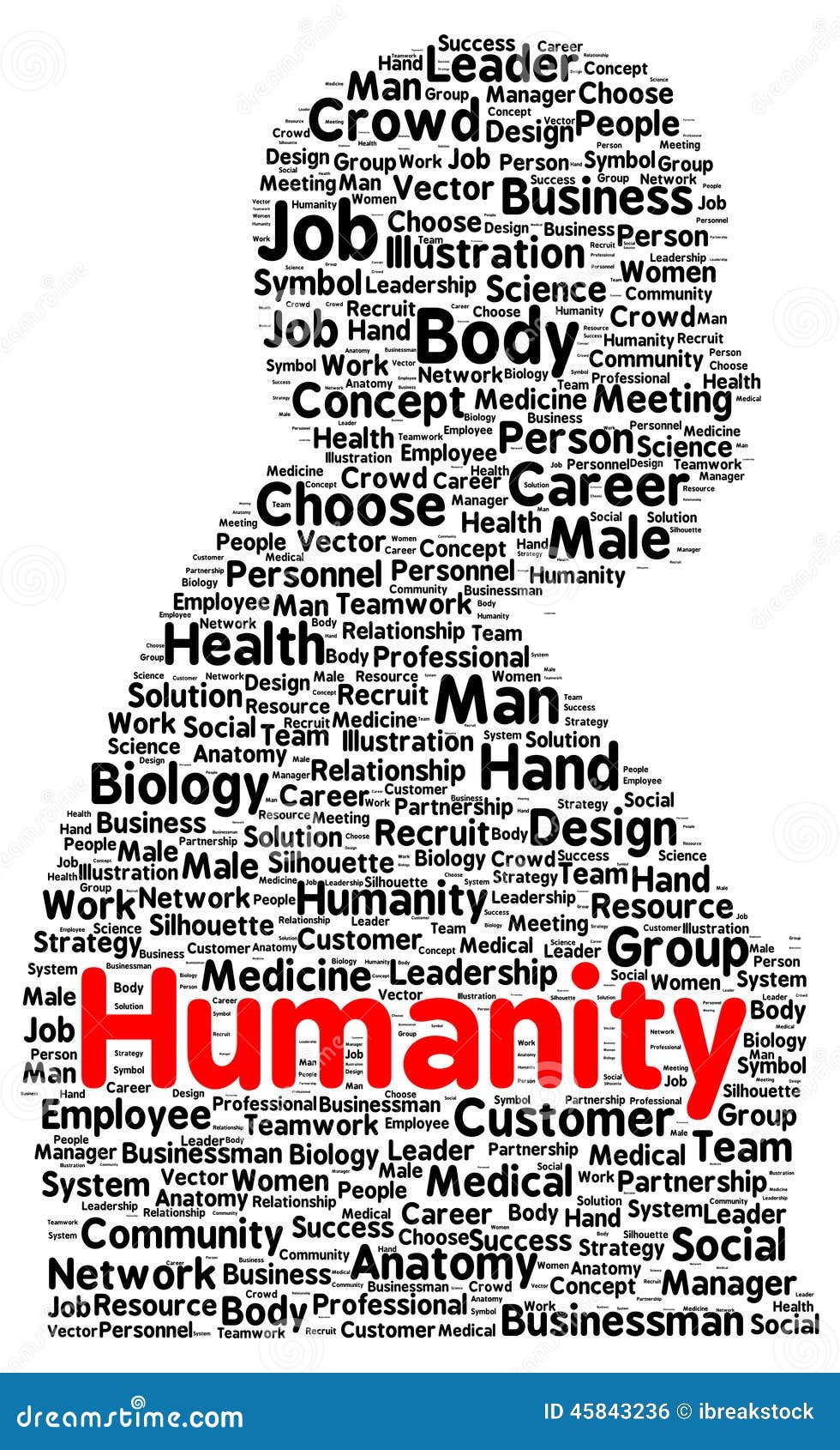Humanity word cloud shape stock illustration. Illustration of recruit ...