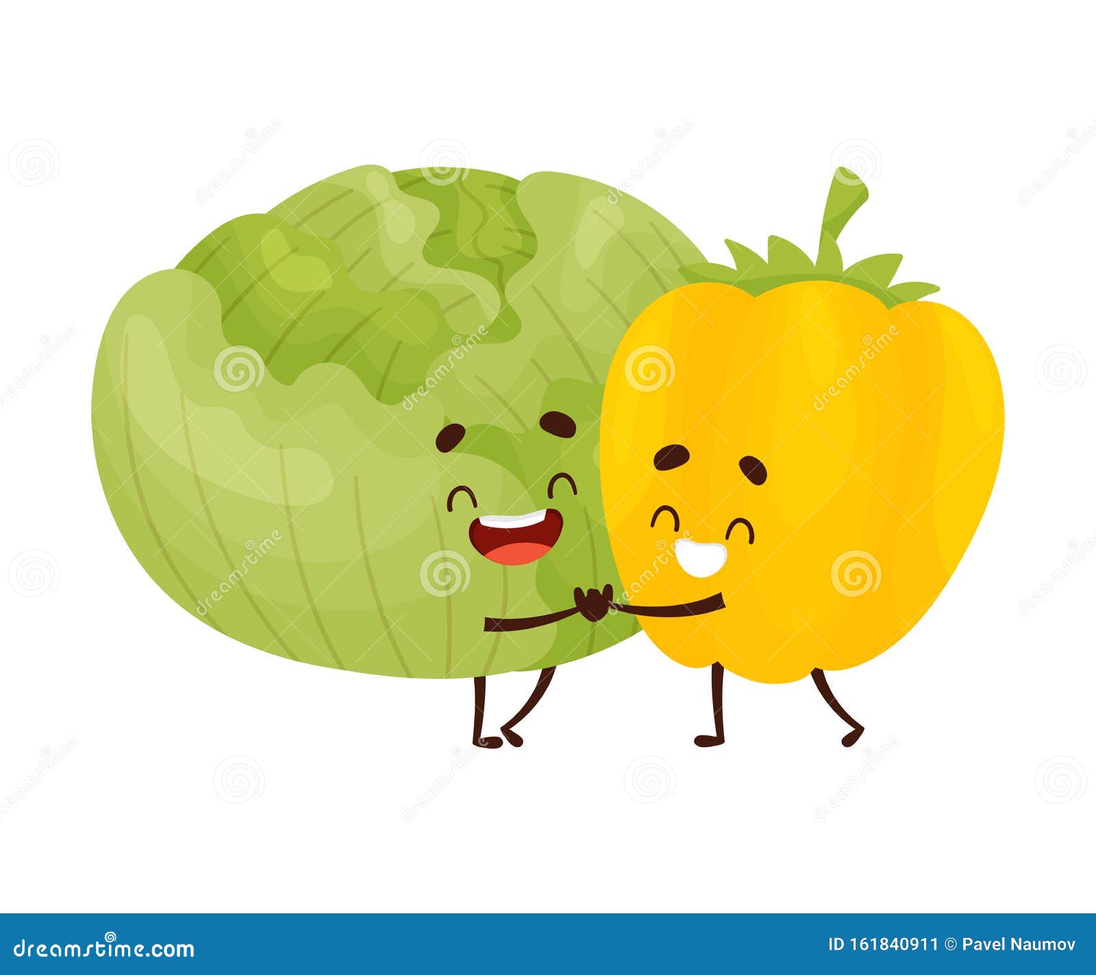 Humanized Cabbage and Pepper Dance. Vector Illustration. Stock Vector ...