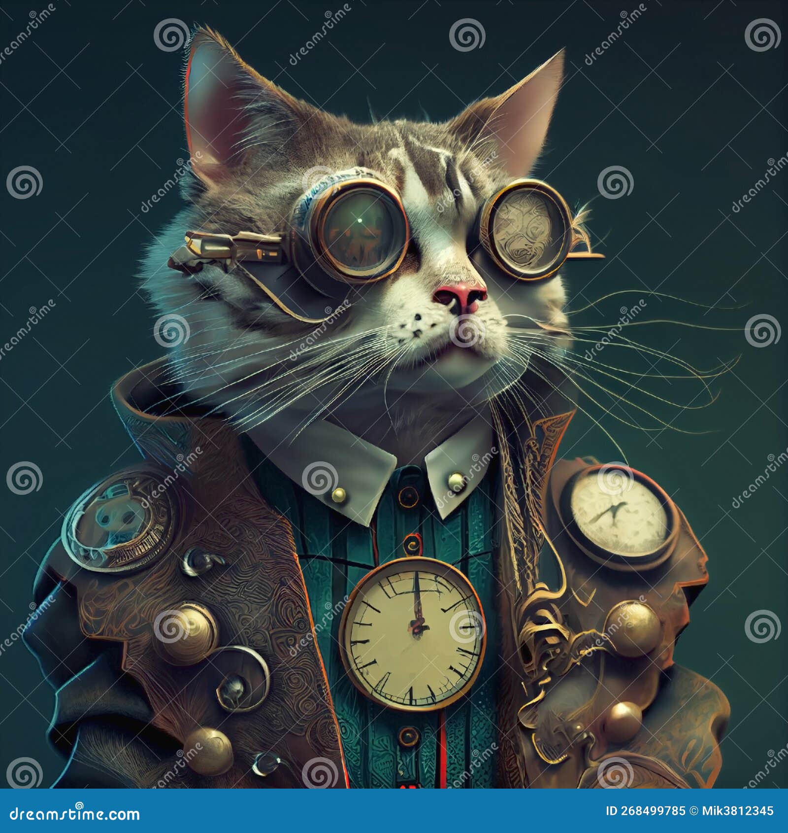 Humanized Cat with a Suit and Time Clocks. Generative AI Stock Image ...