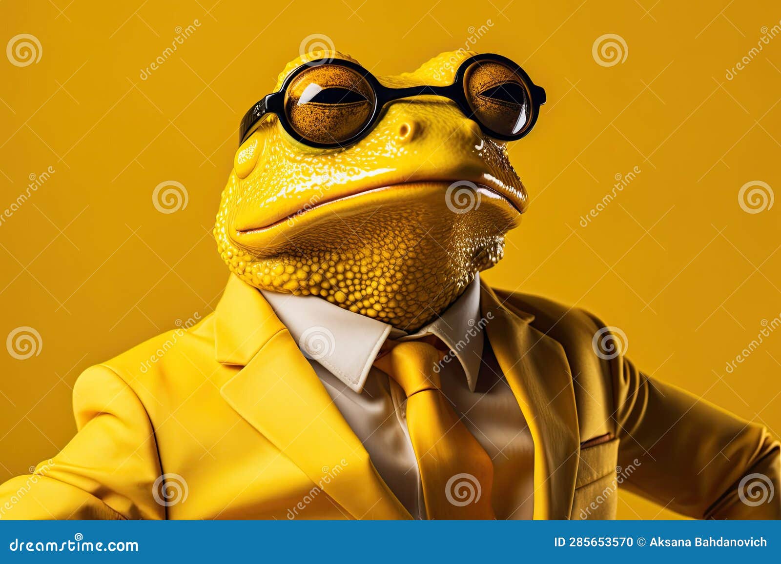 Humanized Frog Toad in an Expensive Designer Model in a Yellow Suit on ...