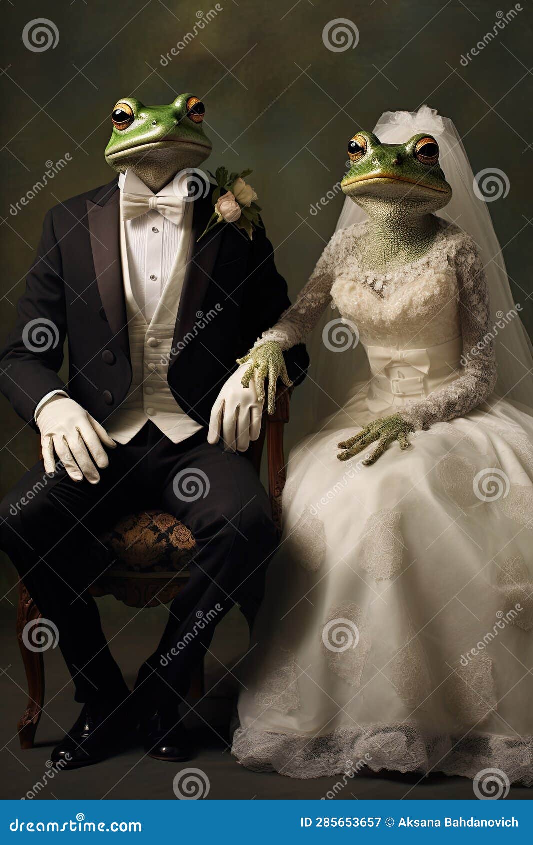 Frog Bride And Groom On Lily Pads Cartoon Vector | CartoonDealer.com ...