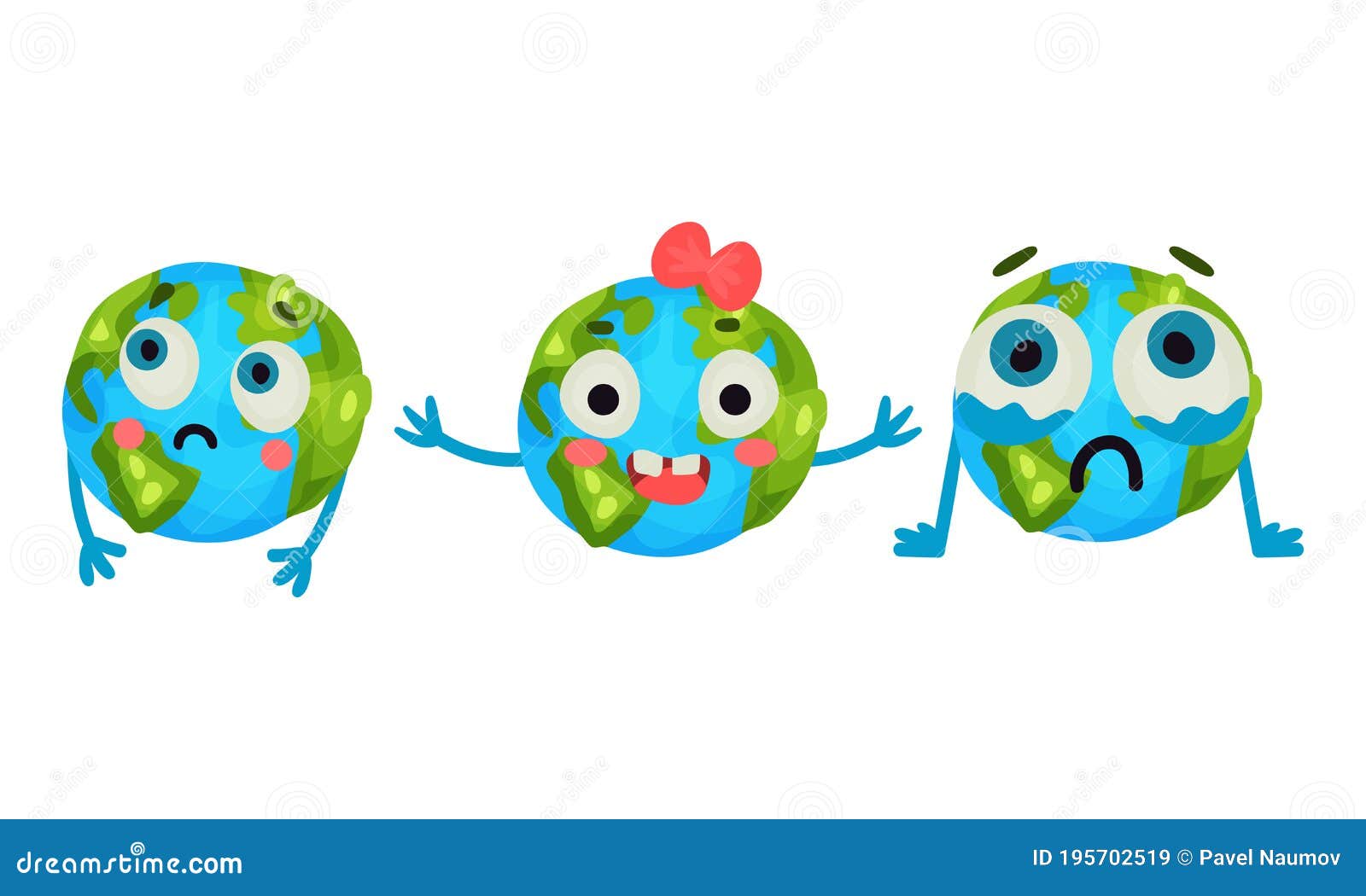 Humanized Globe Sphere Thinking and Crying Vector Set Stock Vector ...