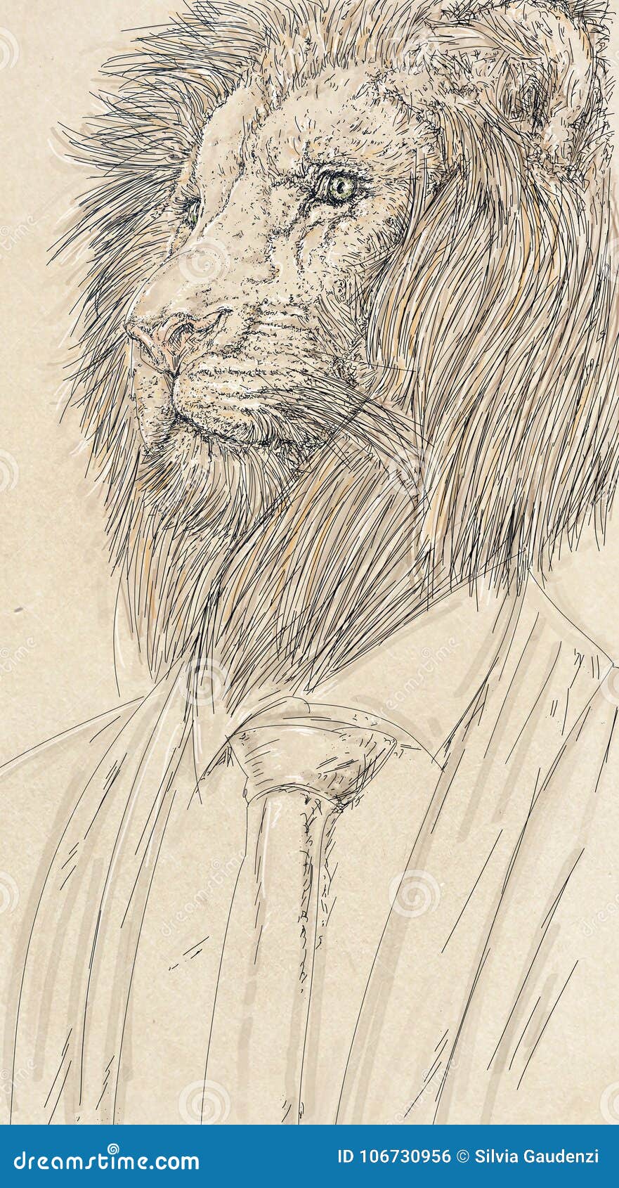 A Humanized Realistic Lion, Dressed In A Hat Royalty-Free Stock ...