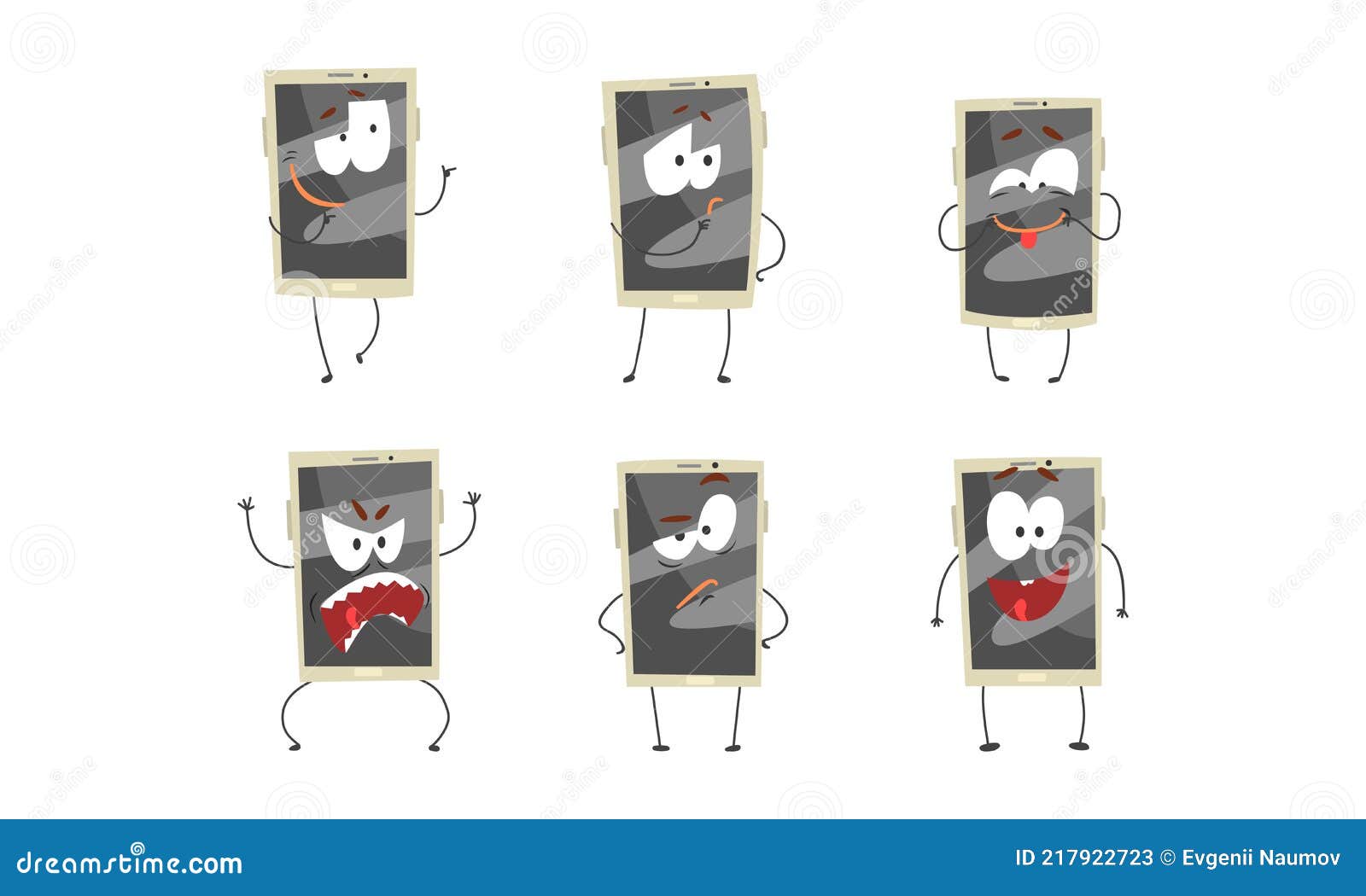 Humanized Smartphone Expressing Different Face Emotion Vector Set Stock ...