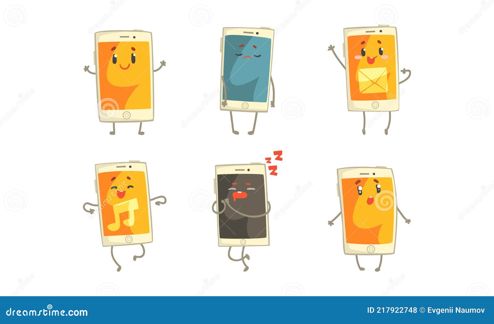 Humanized Smartphone Expressing Different Face Emotion Vector Set Stock ...