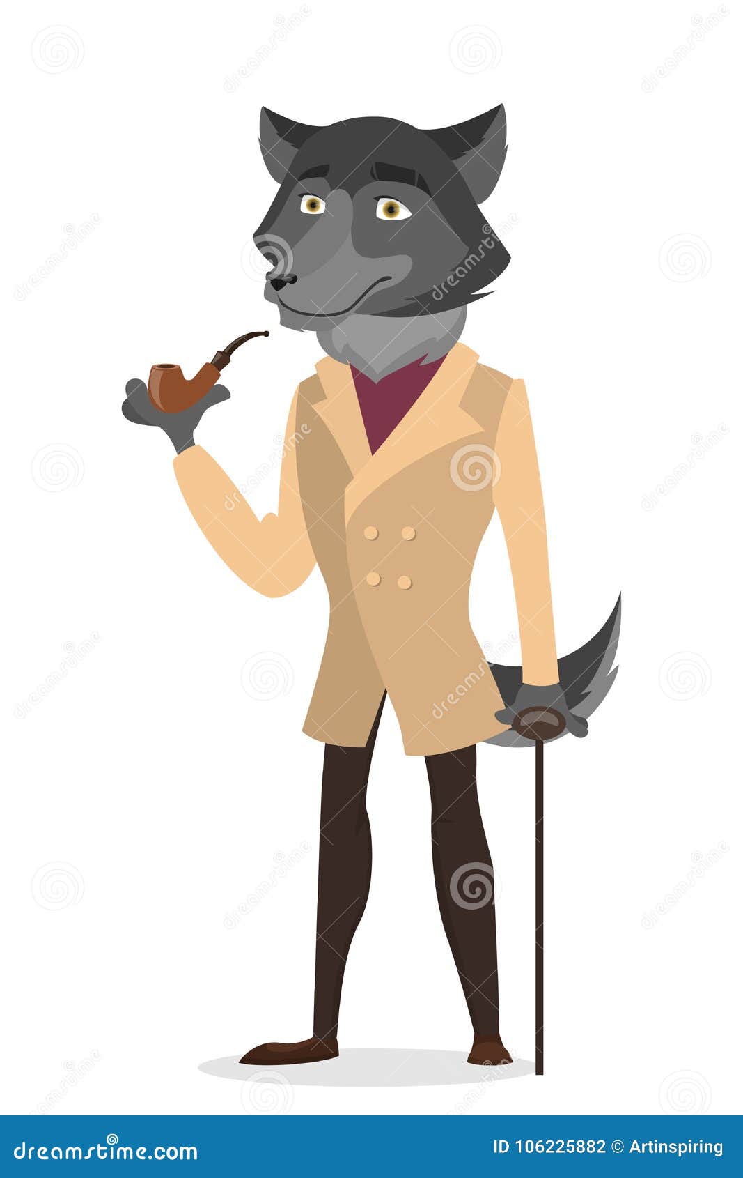Humanized wolf man. stock vector. Illustration of print - 106225882