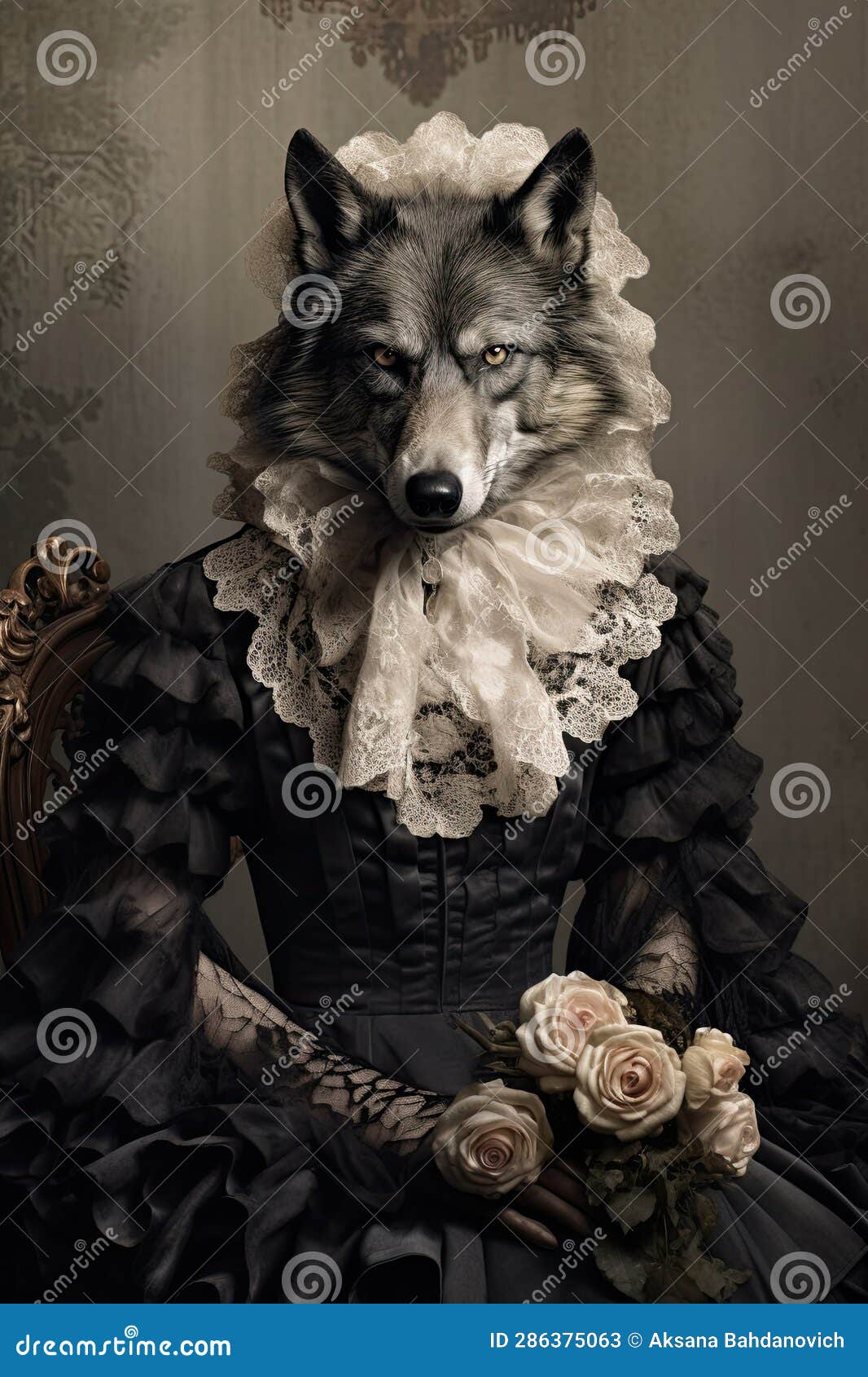 Humanized Wolf in Medieval Costume Portrait Stock Illustration ...