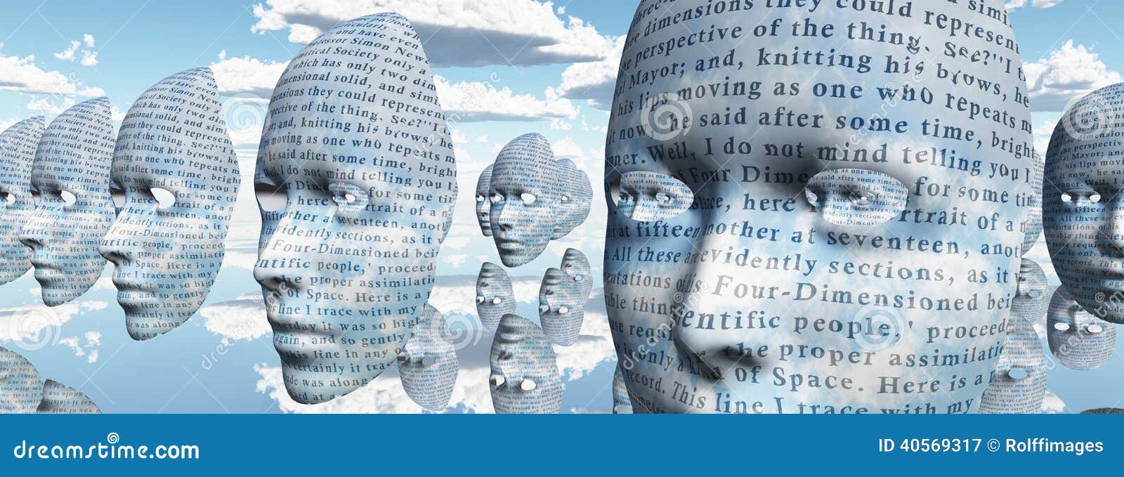 Humanlike Faces Covered in Text Stock Illustration - Illustration of ...