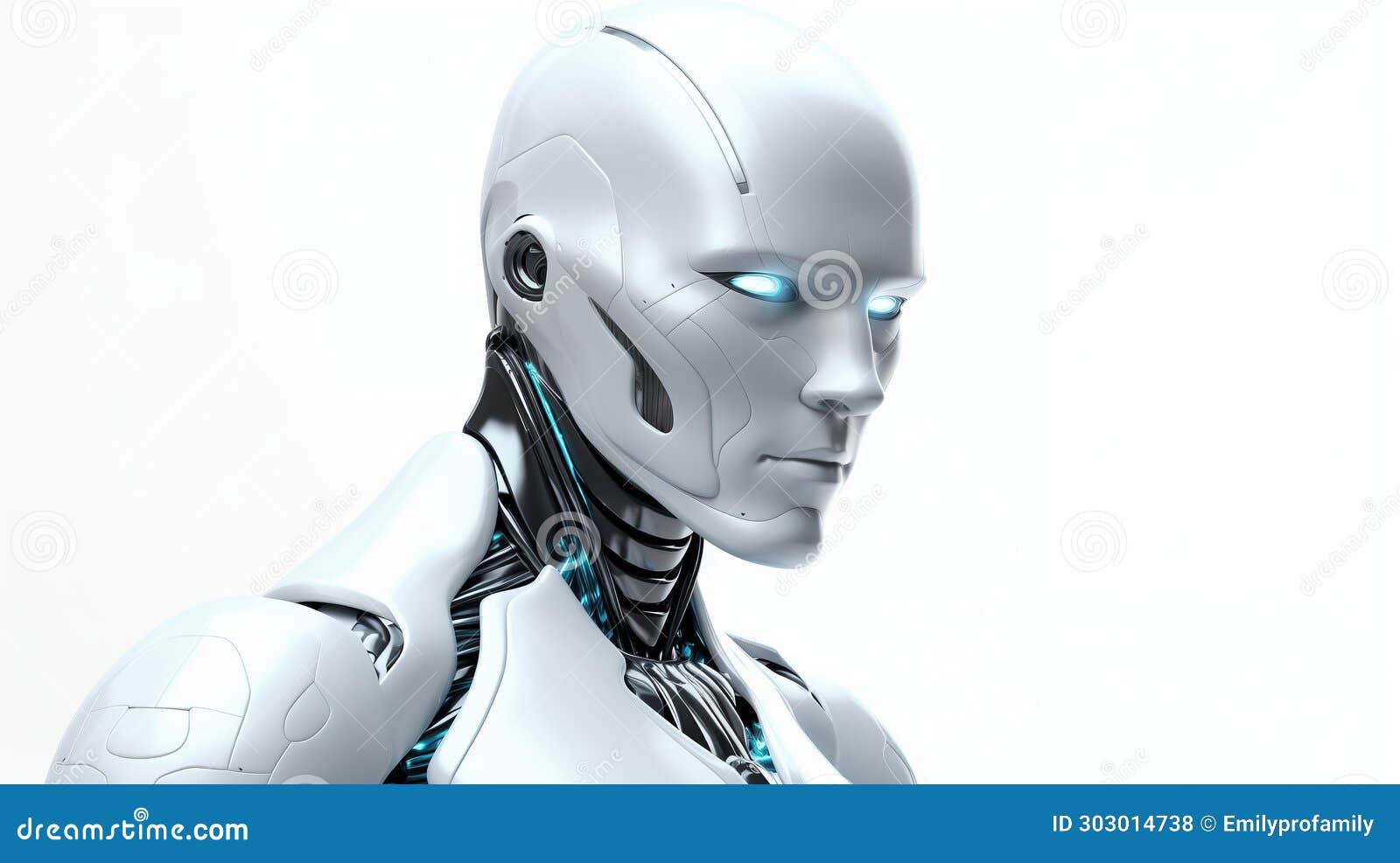 Humanoid AI, Side Profile Isolated on White Stock Illustration ...