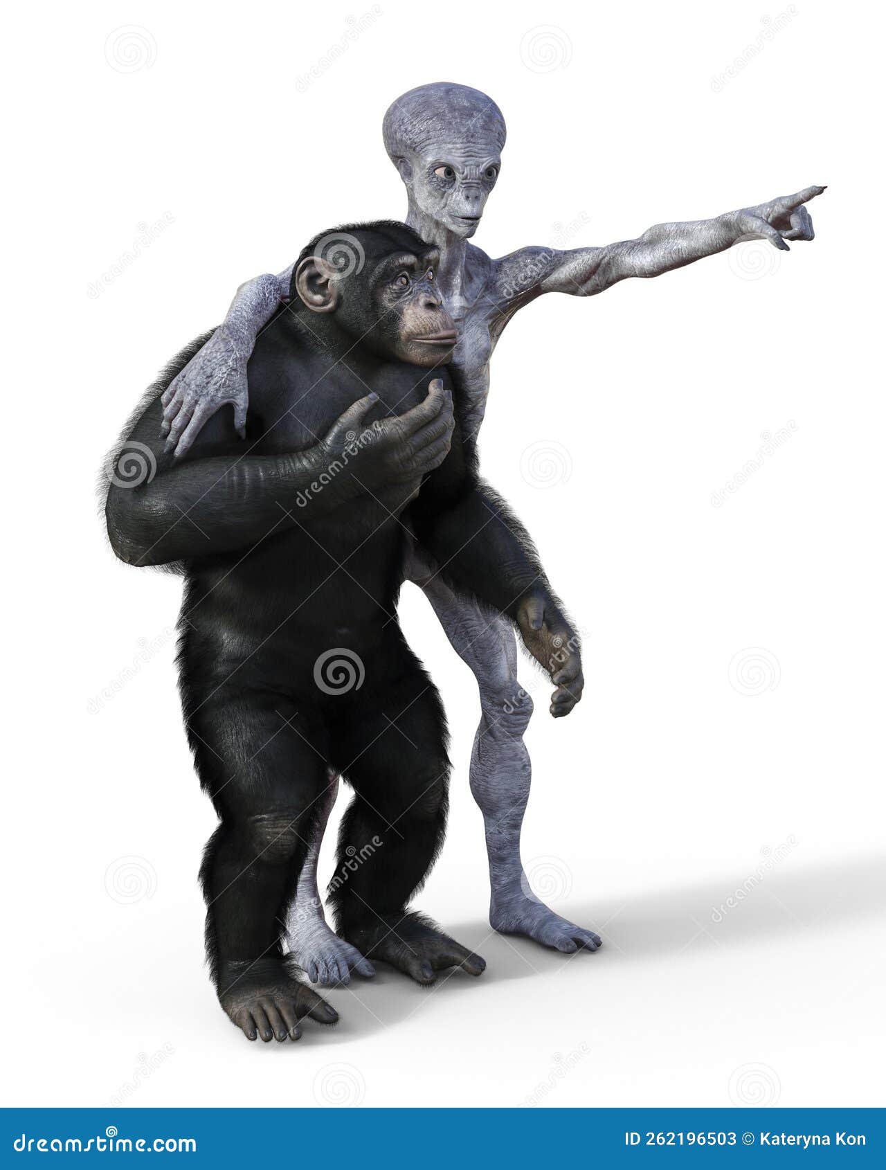 Humanoid Alien and Chimpanzee Monkey Stock Illustration - Illustration ...