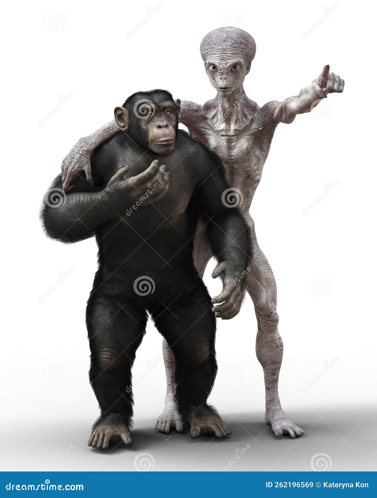 Humanoid Alien and Chimpanzee Monkey Stock Illustration - Illustration ...