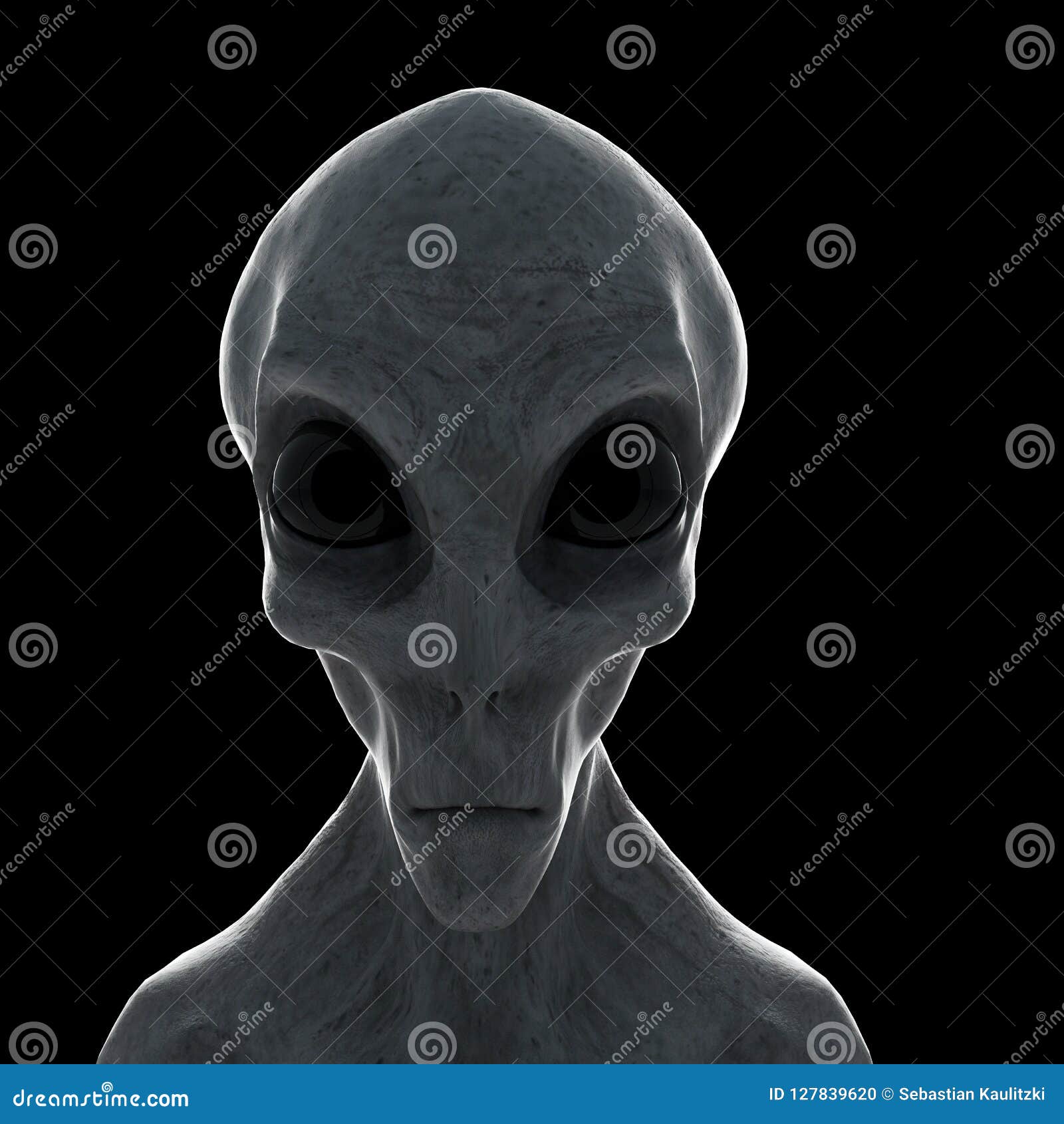 Humanoid Alien Works With Futuristic Control Panel In Spaceship ...