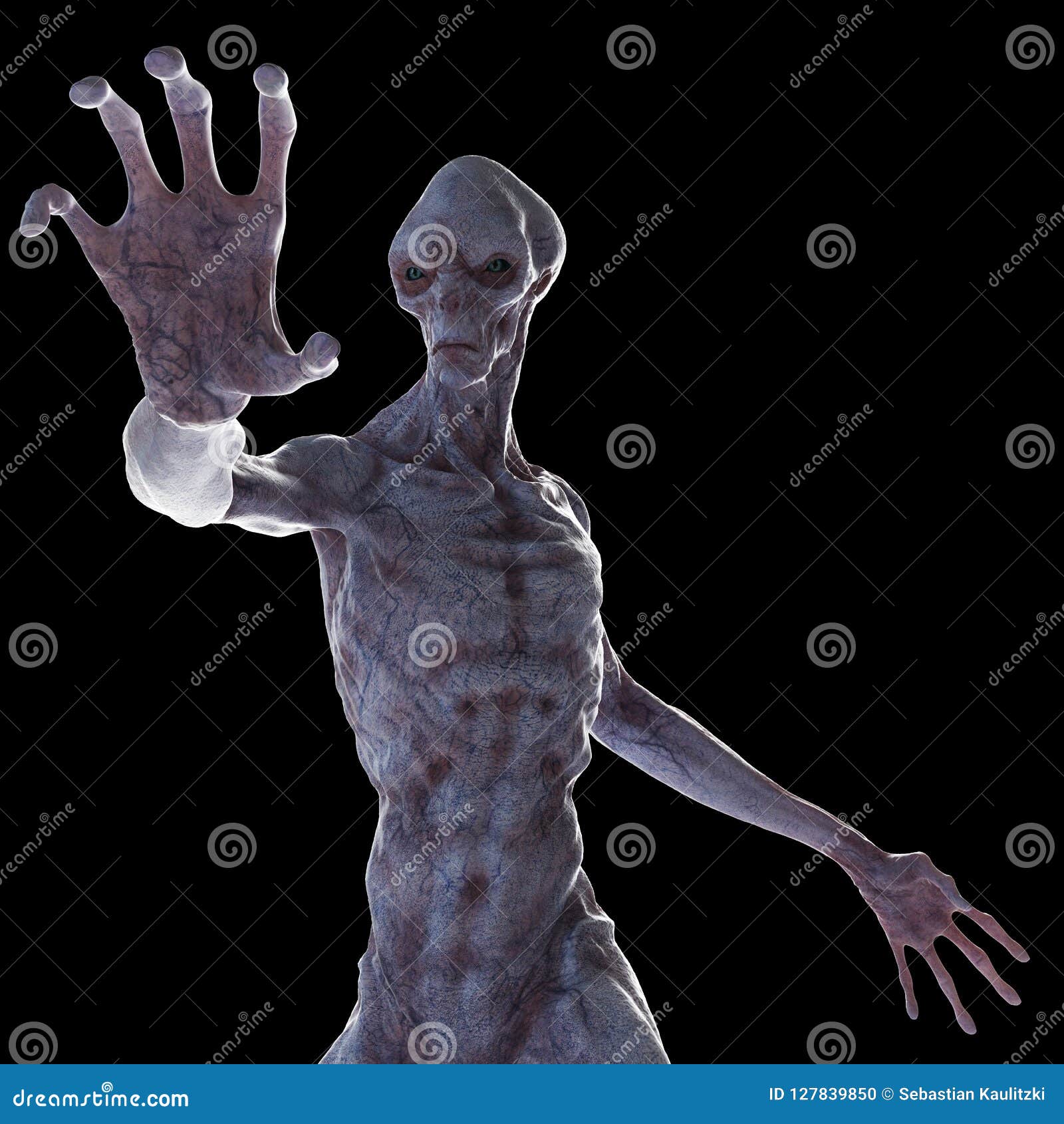 Spooky Humanoid Monster Visits Child In His Room At Night, Illustration ...