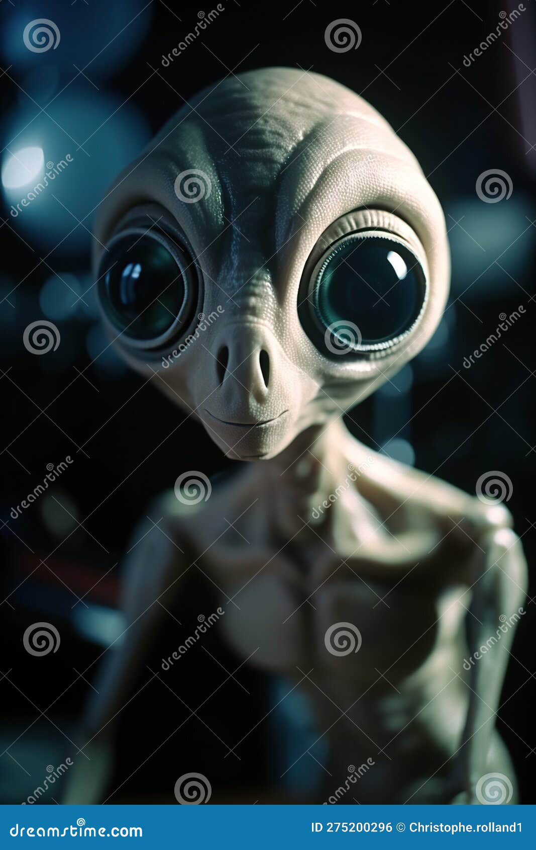 Humanoid Alien Works With Futuristic Control Panel In Spaceship ...