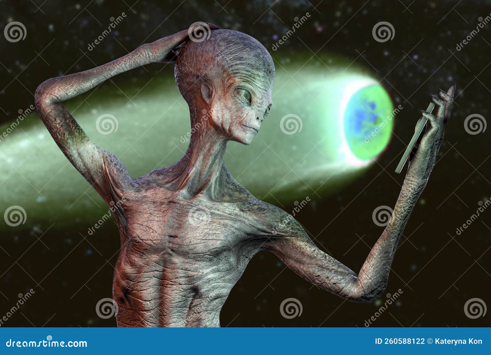 Humanoid Alien Makes Selfie, Illustration Stock Illustration ...