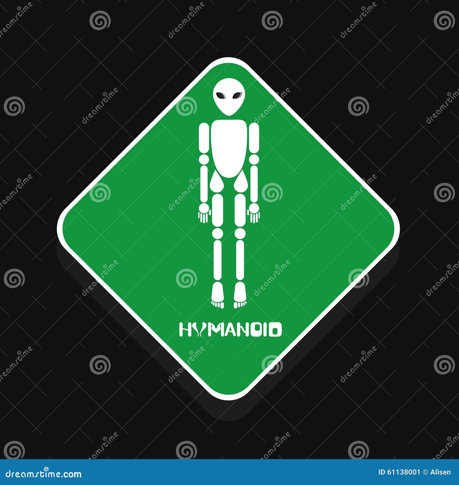 Humanoid Alien Warning Sign in Vector Stock Vector - Illustration of ...