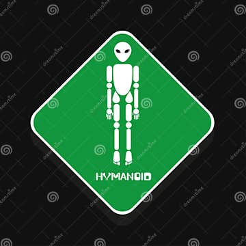 Humanoid Alien Warning Sign in Vector Stock Vector - Illustration of ...