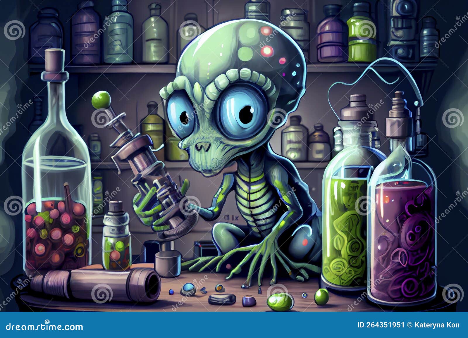 Humanoid Alien Working in Research Laboratory, Generative Ai ...