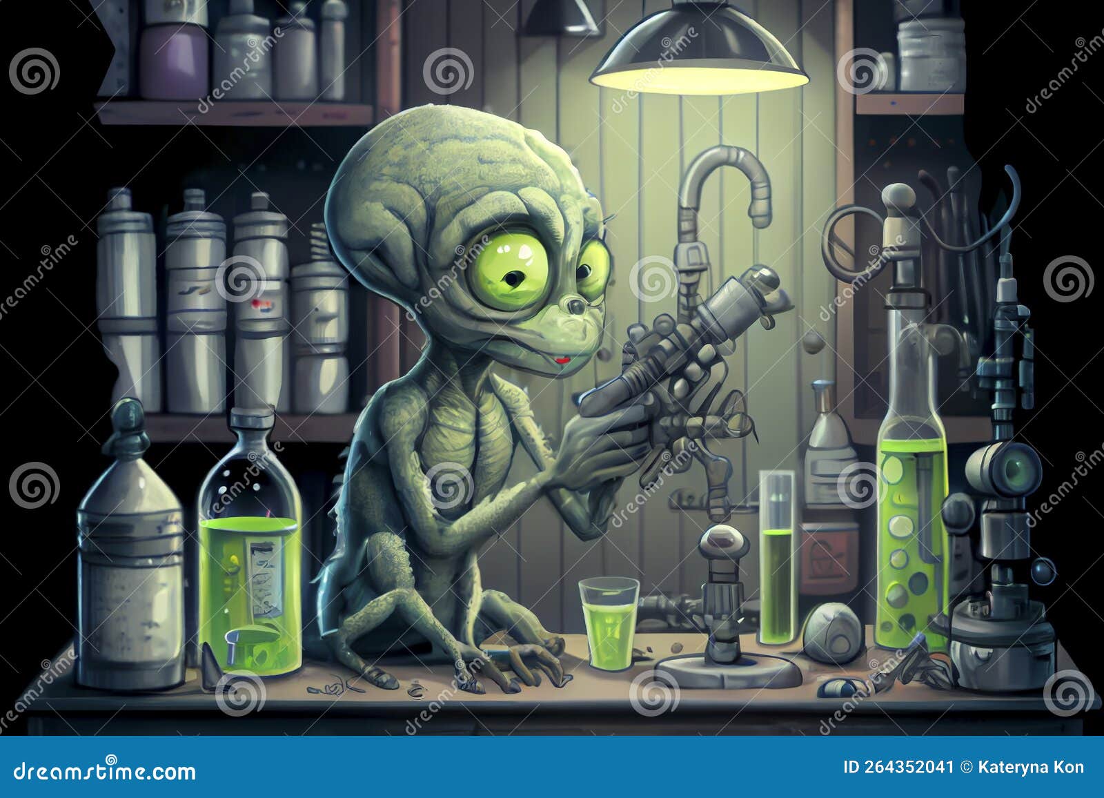 Humanoid Alien Working in Research Laboratory, Generative Ai ...