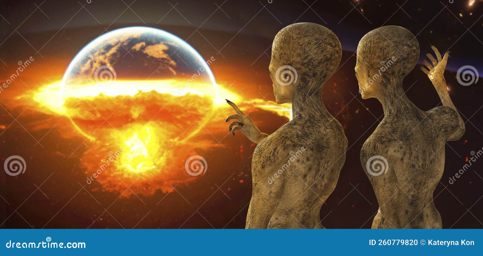 Humanoid Aliens, 3D Illustration Stock Illustration - Illustration of ...