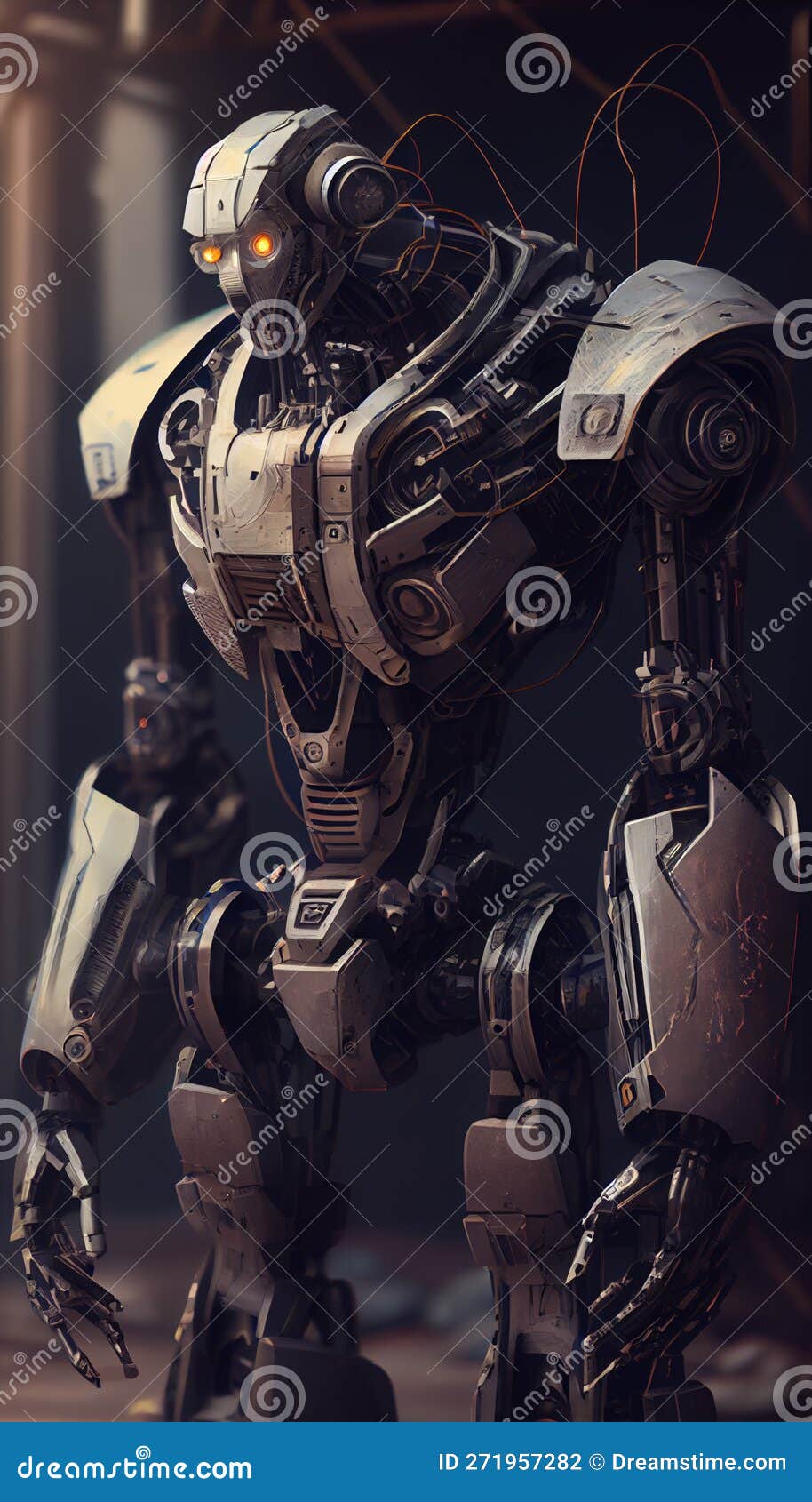 Humanoid Android Mechanical Robot. Bot. AI Generative Content Stock ...