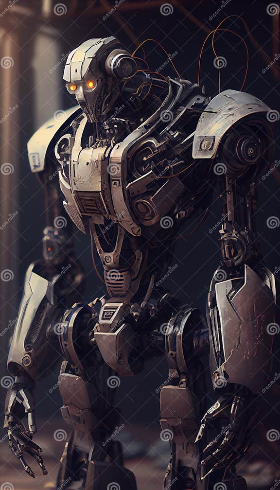 Humanoid Android Mechanical Robot. Bot. AI Generative Content Stock ...
