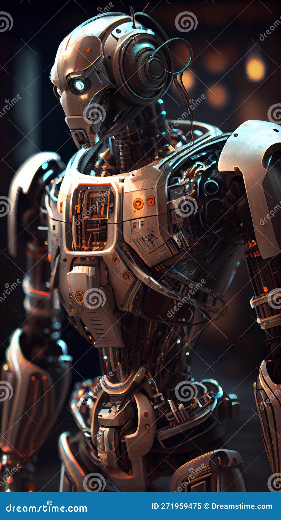 Humanoid Android Mechanical Robot. Bot. AI Generative Content Stock ...