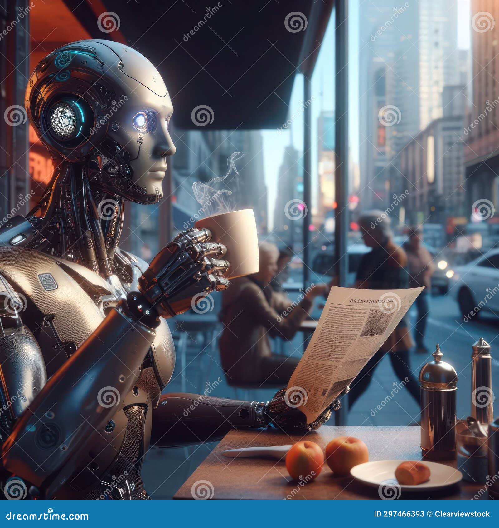 Humanoid Android Mechanical Robot. Cyberpunk. AI Generative Content ...