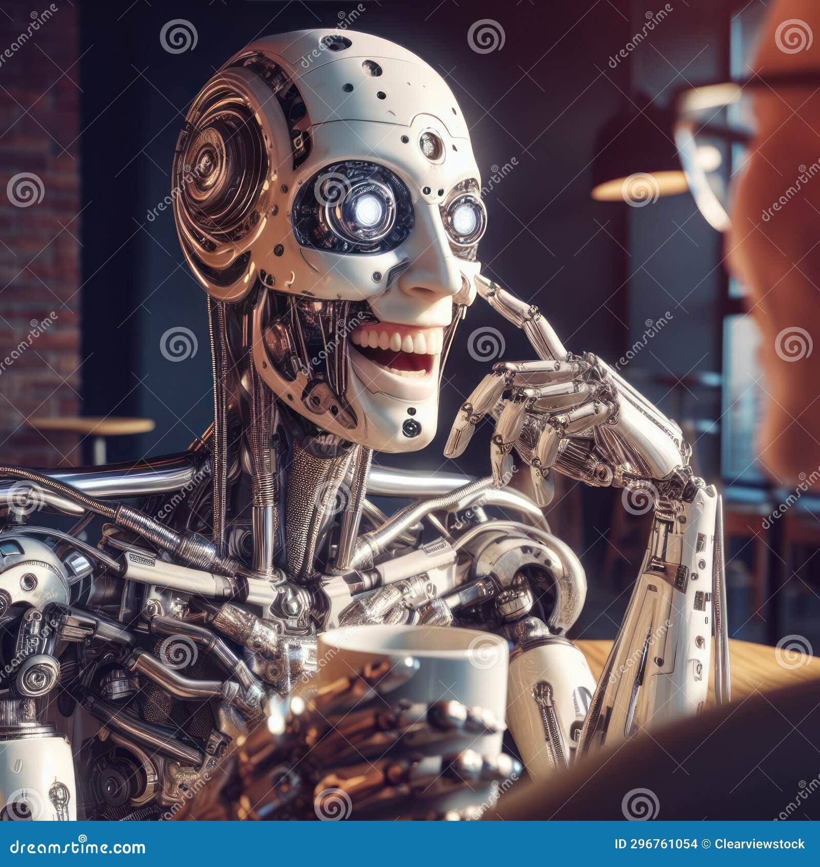 Humanoid Android Mechanical Robot. Cyberpunk. AI Generative Content ...