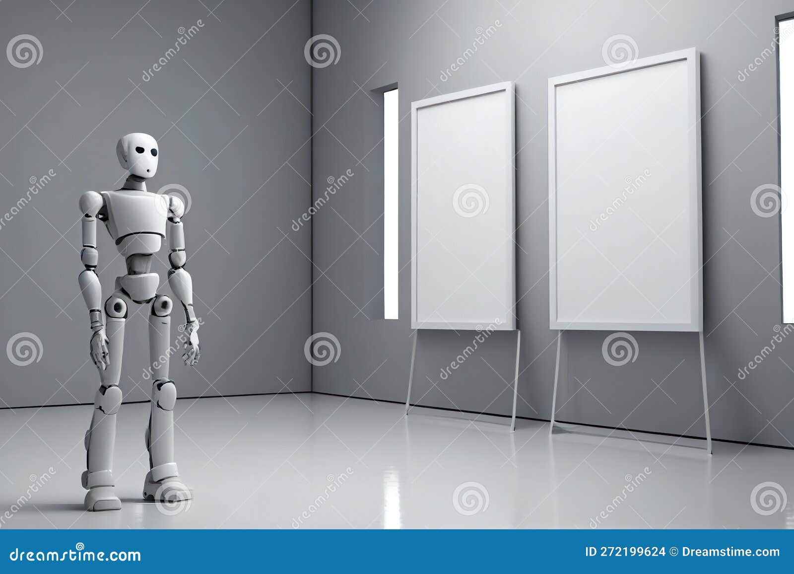 Humanoid Android Robot Thinking of a Creative Machine Learning Idea for ...