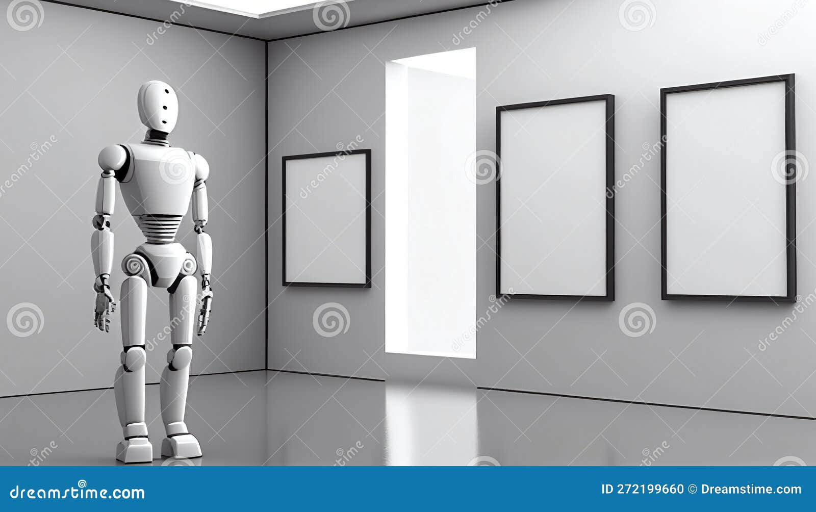 Humanoid Android Man Standing Cyberspace Binary Code. Robot Artificial ...