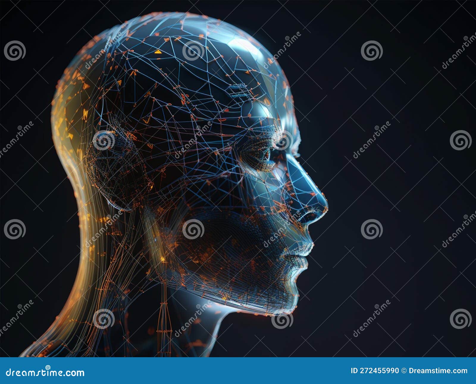 Humanoid Artificial Intelligence Circuit Board Robot Head, Neural ...