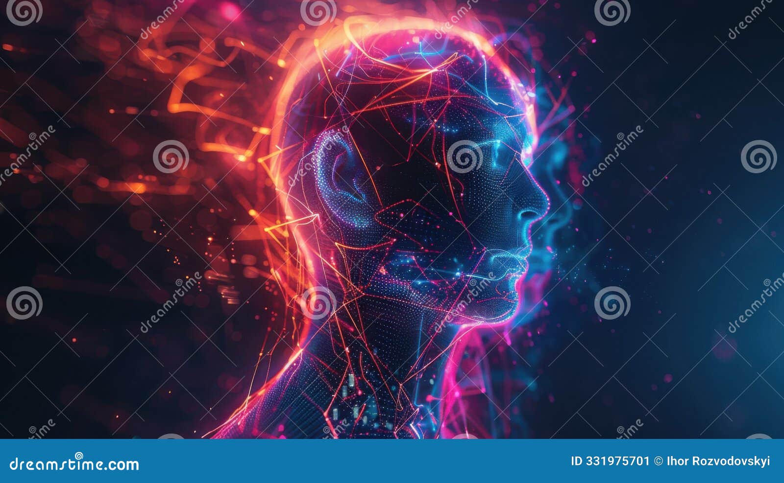 A Humanoid with Bright Neon Lighting. Stock Image - Image of bright ...